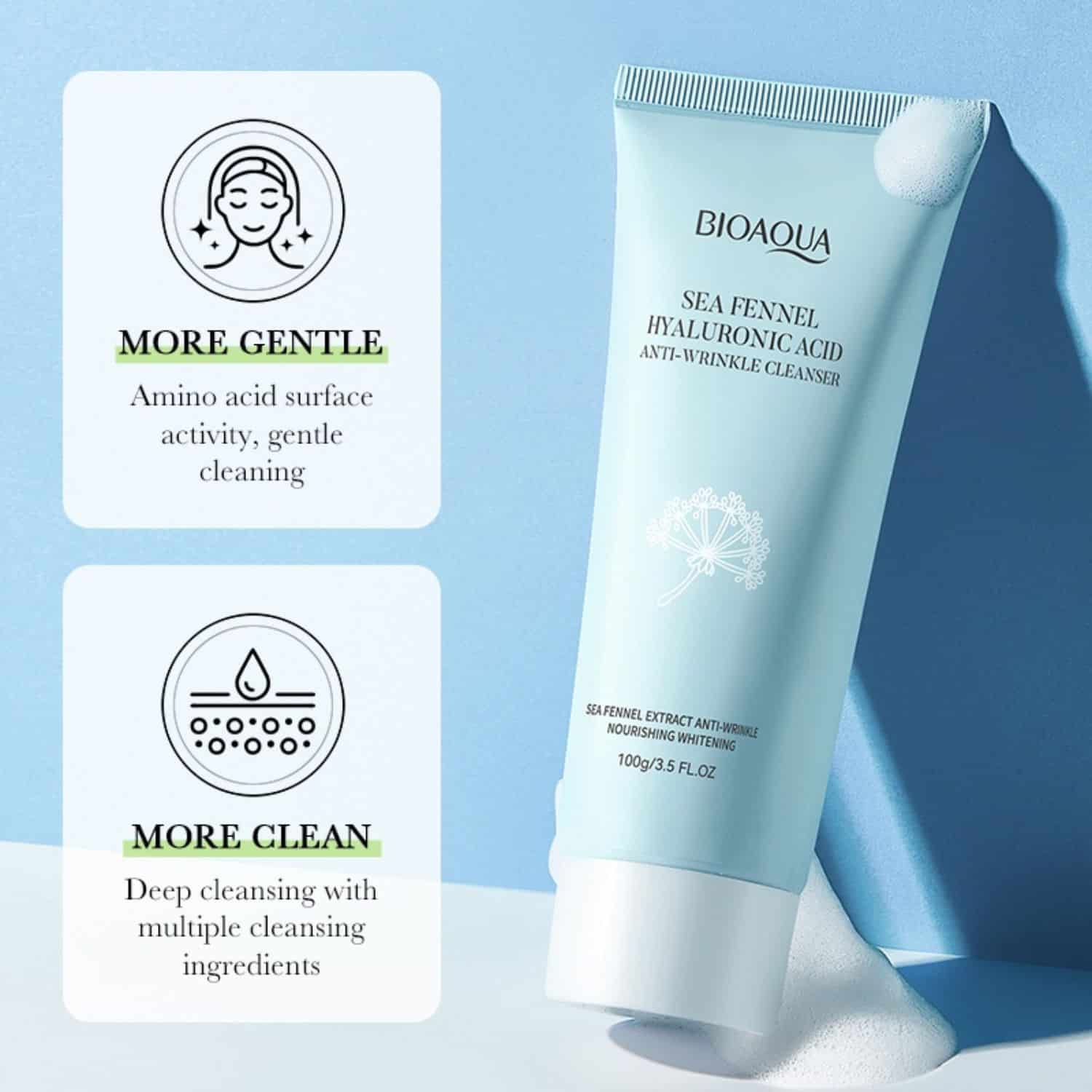 BIOAQUA Sea Fennel Hyaluronic acid Face wash Cleanser 100g | SHOPPE.LK