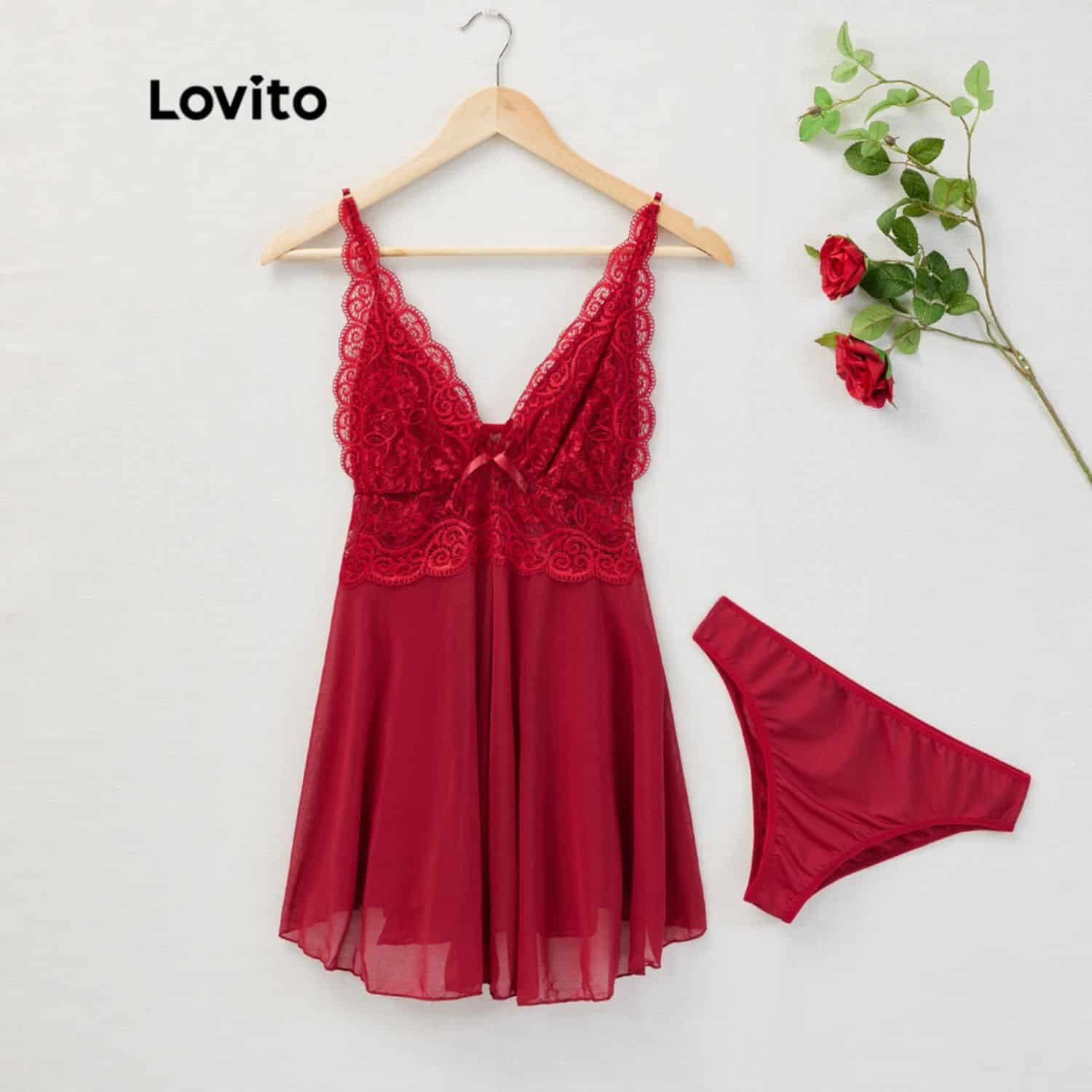 Lace High Waist Deep V Neck Nighties Sleepwear Lingerie Set - Elegant ...