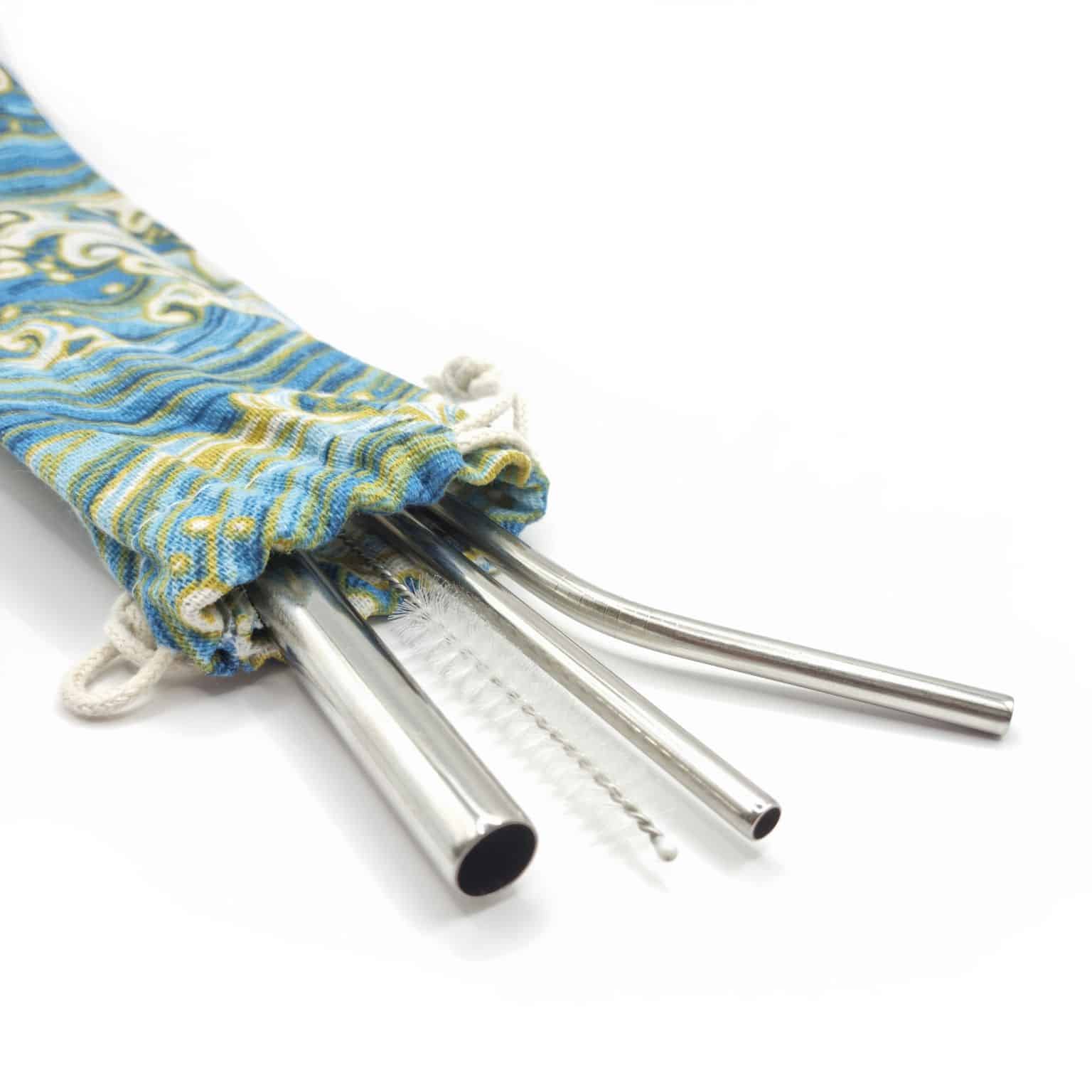 Reusable Stainless Steel Straw - High-Quality 4-in-1 Set with Pouch ...