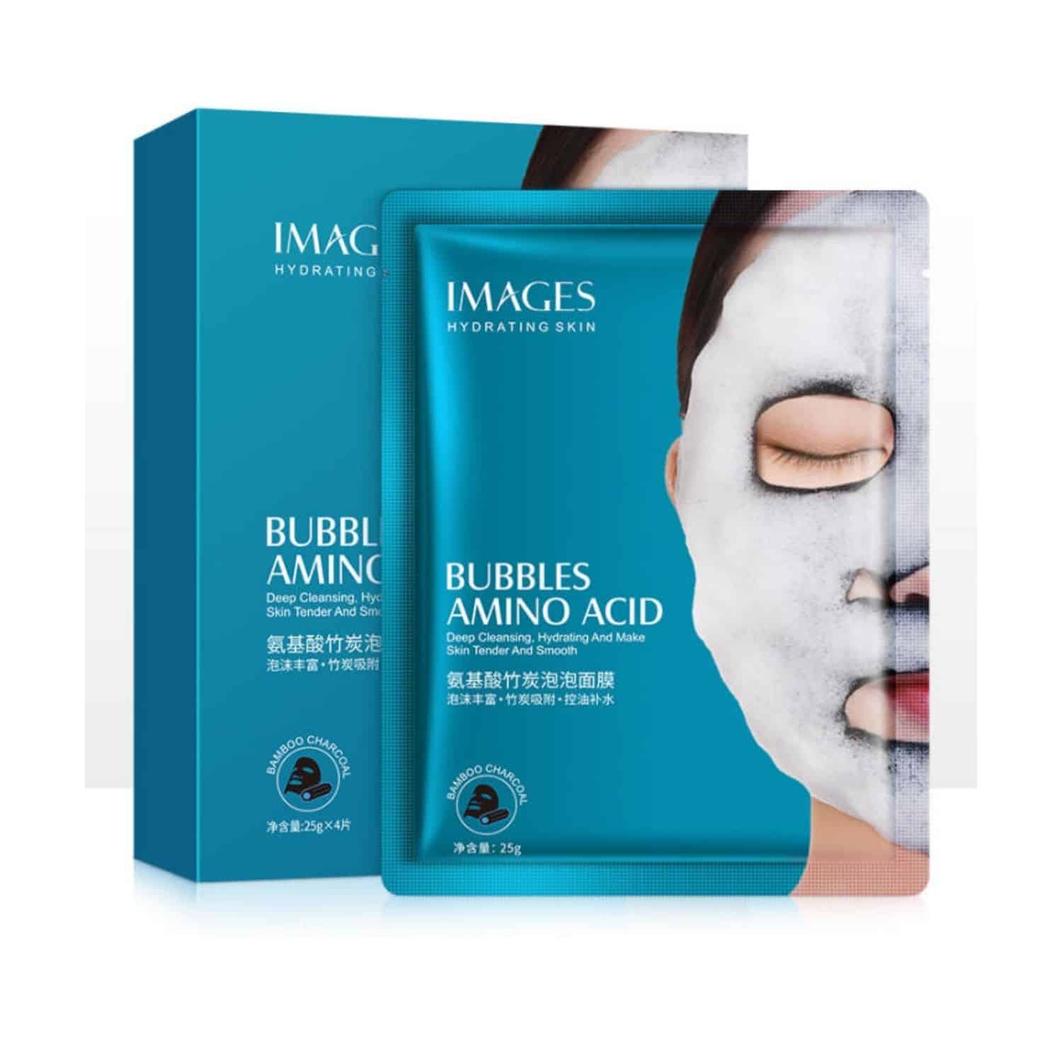 Deep Cleansing Facial Mask - Bubbles Amino Acid Bamboo Charcoal - 4pcs ...