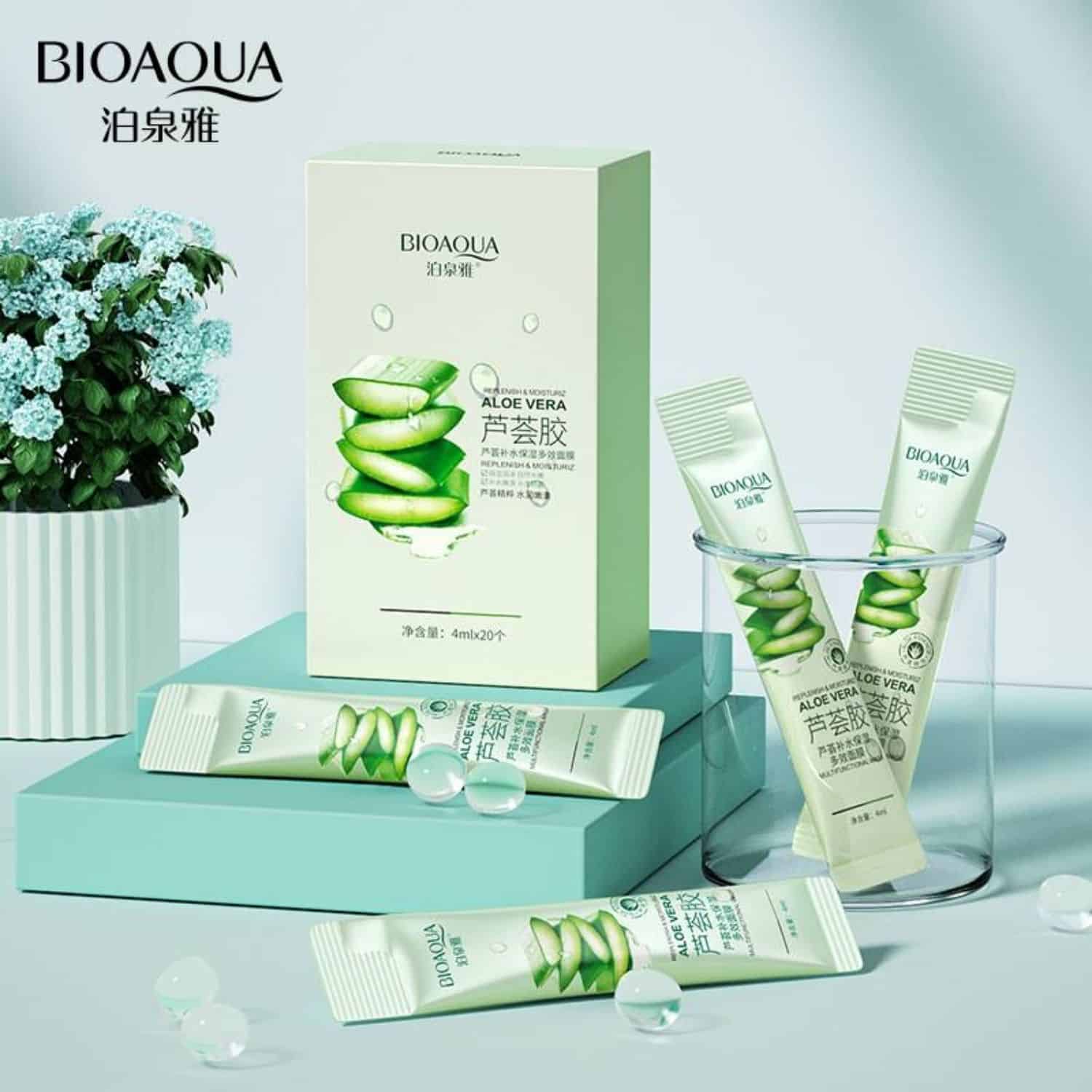 BIOAQUA Aloe Vera Sleeping Mask - Replenish and Moisturize, 4ml x 20pcs ...